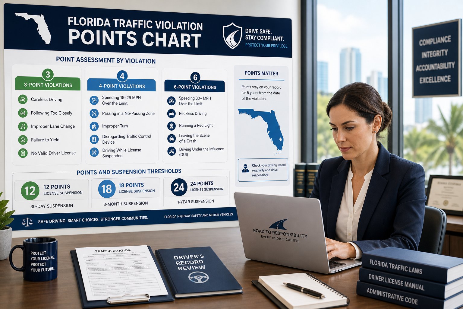 Florida Traffic Violation Points Chart: How Many Points for Each Offense